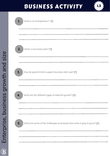 IGCSE BUSINESS Unit 1.3 Enterprise, business growth and size | Teaching ...