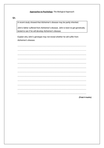 A-Level Psychology - THE BIOLOGICAL APPROACH [Approaches in Psychology ...