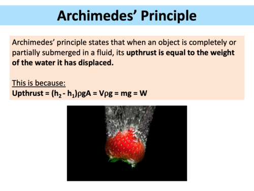 Density, Pressure & Upthrust - A Level Physics | Teaching Resources