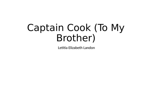 Captain Cook - Letitia Elizabeth Landon: Lesson | Teaching Resources