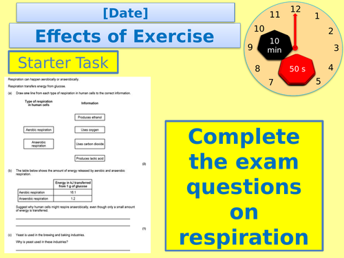 AQA Biology Unit 4 - L3 Effect of Exercise | Teaching Resources