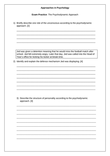 A-Level Psychology - THE PSYCHODYNAMIC APPROACH [Approaches in ...