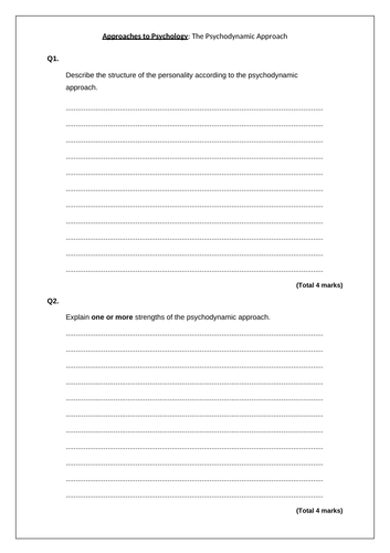 A-Level Psychology - THE PSYCHODYNAMIC APPROACH [Approaches in ...