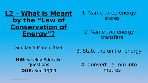 Physics - Conservation of Energy | Teaching Resources