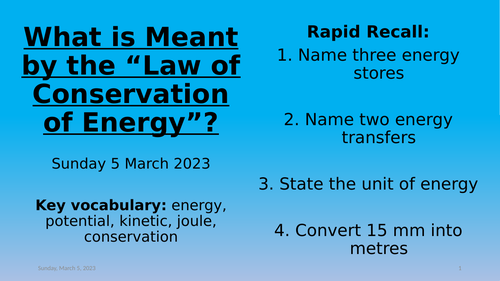 Physics - Conservation of Energy | Teaching Resources