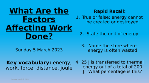 Physics - Work Done | Teaching Resources