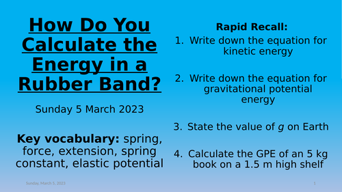 Physics - Elastic Potential Energy | Teaching Resources
