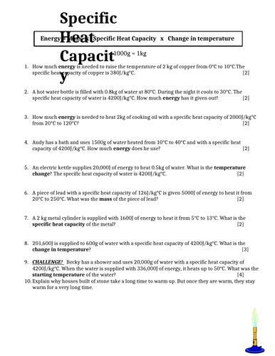 Physics - Specific Heat Capacity | Teaching Resources