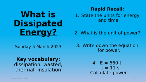 Physics - Dissipation of Energy | Teaching Resources