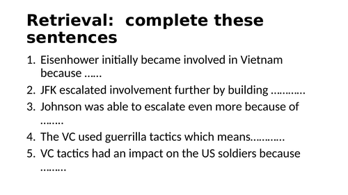 Edexcel GCSE Conflict at Home and Abroad - US tactics in Vietnam ...