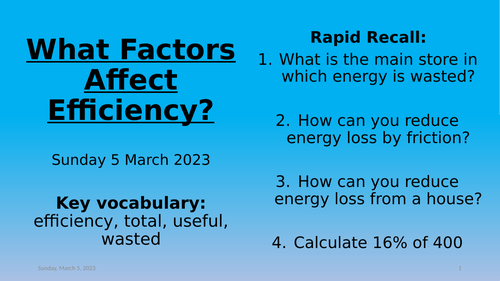 Physics - Energy Efficiency | Teaching Resources