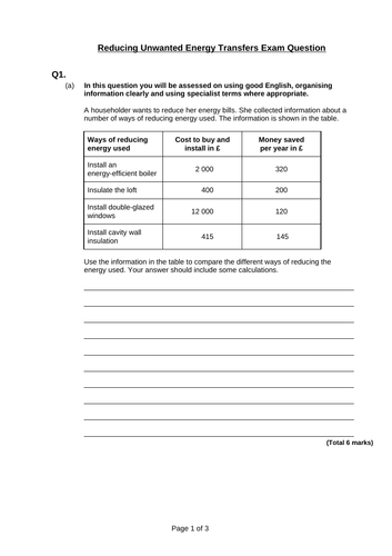 Physics - Energy Transfers Required Practical | Teaching Resources