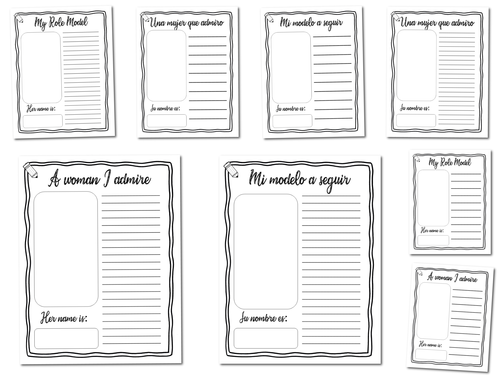 International women's day writing templates - English and Spanish ...