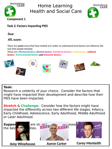 BTEC Tech award Health and Social Care- Component 1- Human Lifespan ...