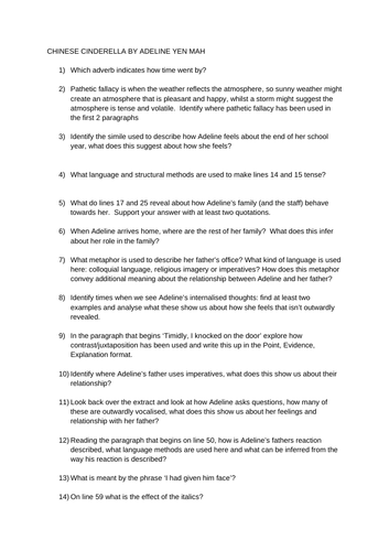 Edexcel IGCSE Language Extracts: Chinese Cinderella | Teaching Resources