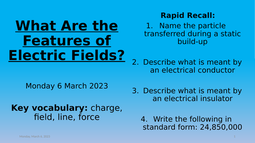 Physics - Electric Fields | Teaching Resources