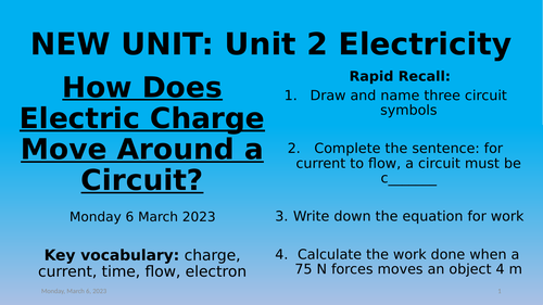 Physics - Current and Charge | Teaching Resources