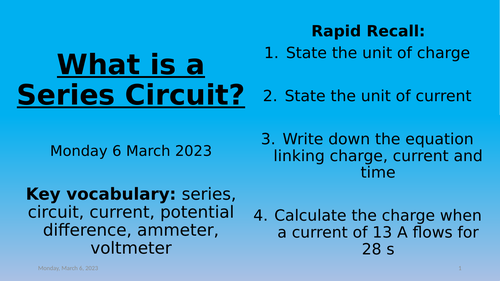 Physics - Series Circuits | Teaching Resources