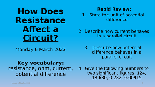 Physics - Resistance | Teaching Resources