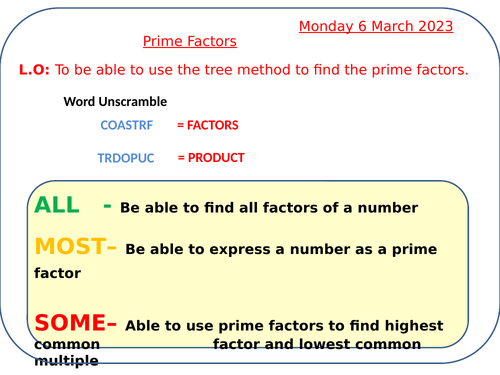 Prime Factors | Teaching Resources