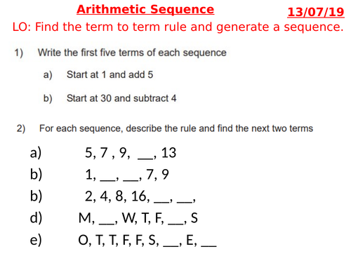 Sequences | Teaching Resources