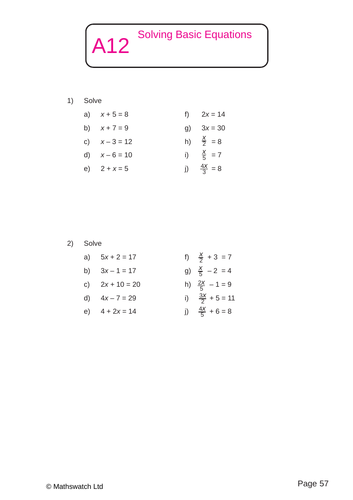 Solving Equations | Teaching Resources