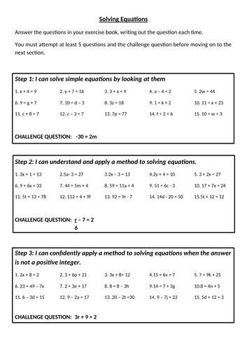 Solving Equations | Teaching Resources
