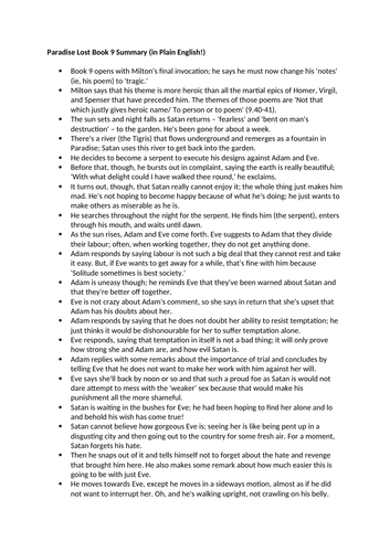Paradise Lost Complete Notes | Teaching Resources