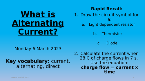 Physics - Direct and Alternating Current | Teaching Resources