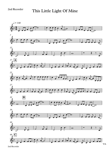 This Little Light of Mine Score + Parts | Teaching Resources