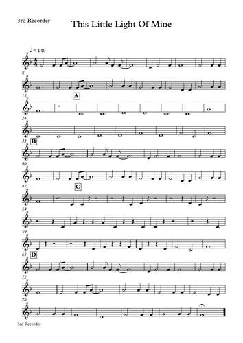This Little Light of Mine Score + Parts | Teaching Resources