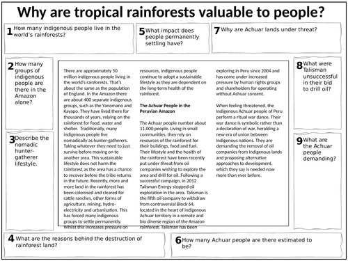The Value of Tropical Rainforests | Teaching Resources