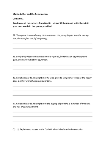 Junior Cycle History: The Martin Luther and the Reformation resource ...