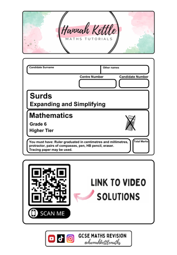 Surds Gcse Worksheet Teaching Resources
