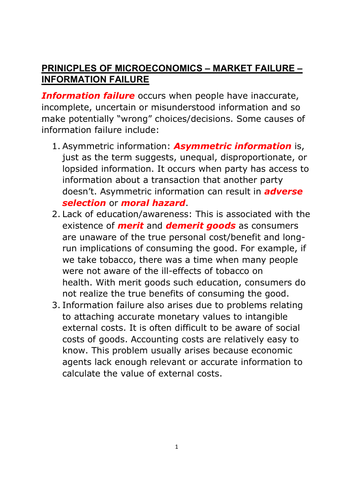 10. Information Failure | Teaching Resources