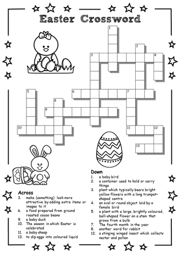 Easter colour-in crossword with answers | Teaching Resources