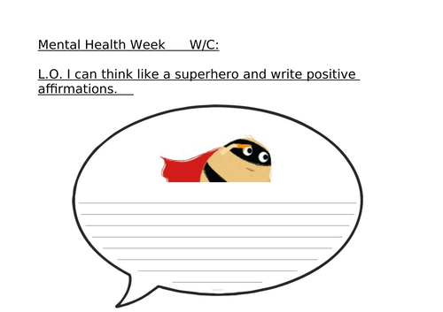 EYFS Supertato Writing - Affirmations & Mental Health | Teaching Resources