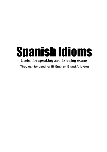Spanish Idioms | Teaching Resources