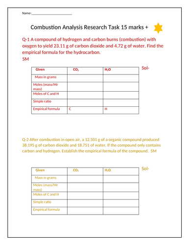 Combustion Analysis - Empirical Formula of Hydrocarbon +Ans Performance ...