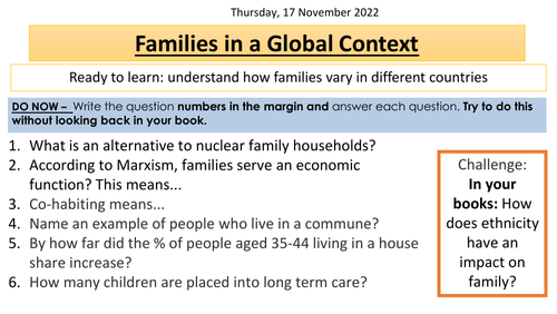 AQA GCSE Sociology Family FULL UNIT | Teaching Resources