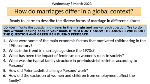 AQA GCSE Sociology Family FULL UNIT | Teaching Resources