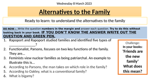 AQA GCSE Sociology Family FULL UNIT | Teaching Resources
