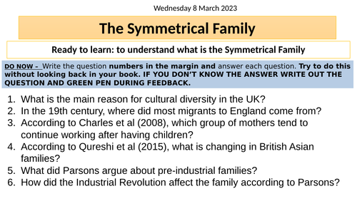 AQA GCSE Sociology Family FULL UNIT | Teaching Resources
