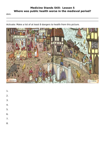 AQA HEALTH AND THE PEOPLE - LESSON 5 MEDIEVEAL TOWNS | Teaching Resources
