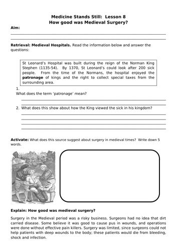 AQA HEALTH AND THE PEOPLE - LESSON 8 SURGERY IN MEDIEVAL TIMES ...