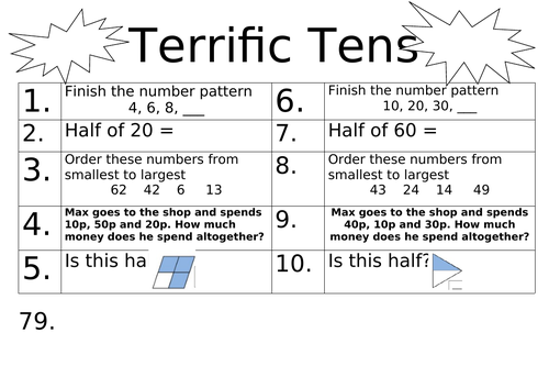 Year 2 Maths Terrific Tens Spring | Teaching Resources