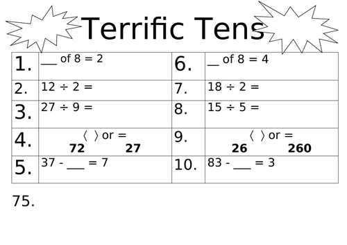Year 2 Maths Terrific Tens Spring | Teaching Resources