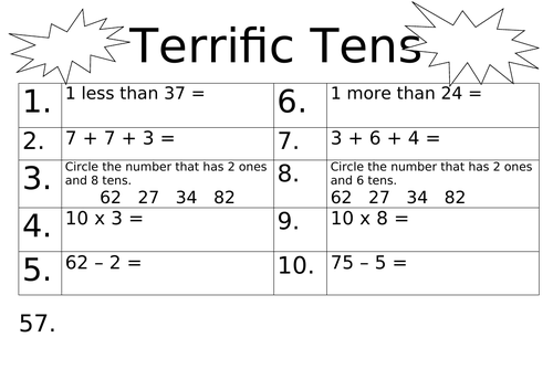 Year 2 Maths Terrific Tens Spring | Teaching Resources