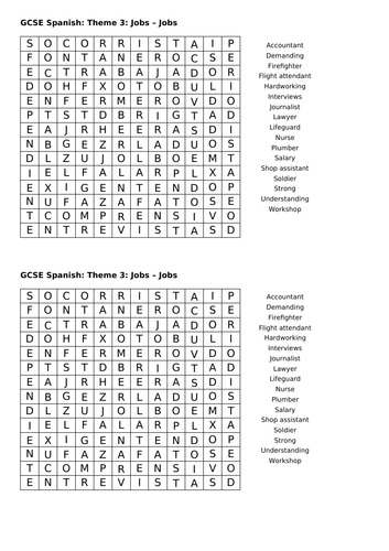 GCSE Spanish word searches Modules 5-8 | Teaching Resources
