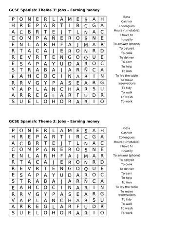 GCSE Spanish word searches Modules 5-8 | Teaching Resources